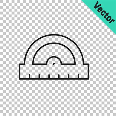 Black Line Protractor Grid For Measuring Degrees Icon Isolated On