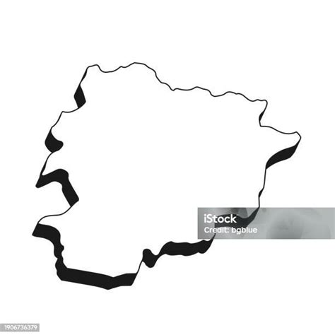 Carte Dandorre Avec Contour Noir Et Ombre Sur Fond Blanc Vecteurs
