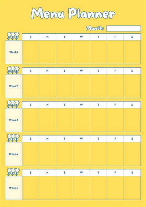 Weekly Menu Planner With Grocery List Barak Xpression International