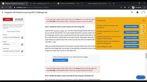 Qwiklabs Integrate With Machine Learning APIs Challenge Lab