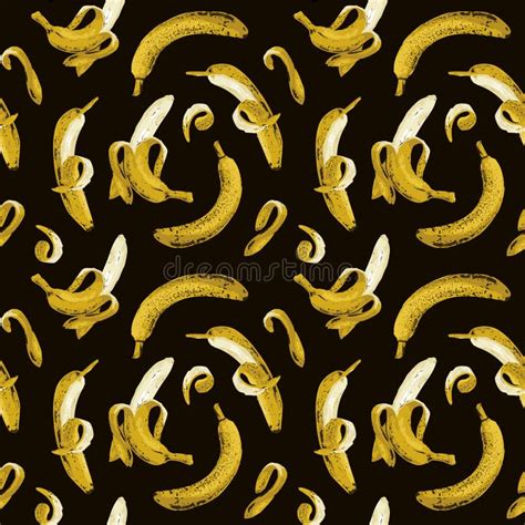 Seamless Pattern With Ripe Bananas On Backdrop Stock Illustration