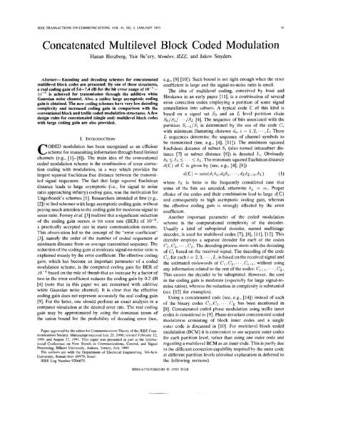 Pdf Concatenated Multilevel Block Coded Modulation
