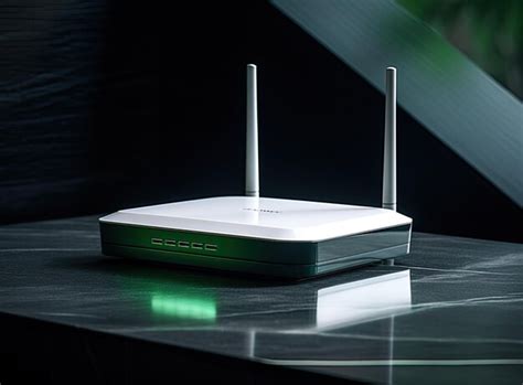 Premium AI Image Modern WiFi Router On Table Indoors Space For Text