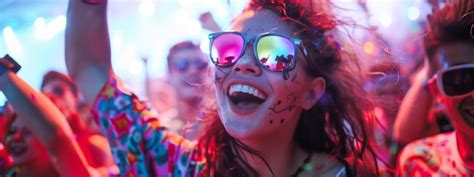 Premium Photo Summer Festival Girl At A Rave Party Outside Enjoying Life