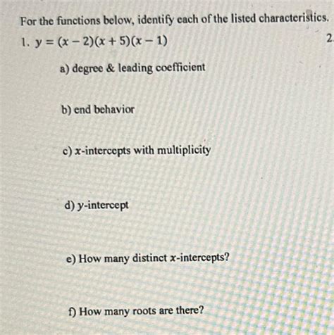 [solved] for the functions below identify cach of the lis
