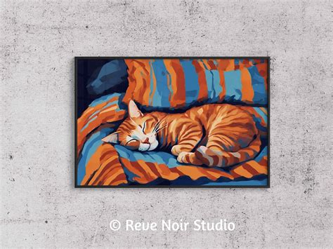 Ginger Cat Print Boho Cat Art Print Abstract Cat Print For Living Room