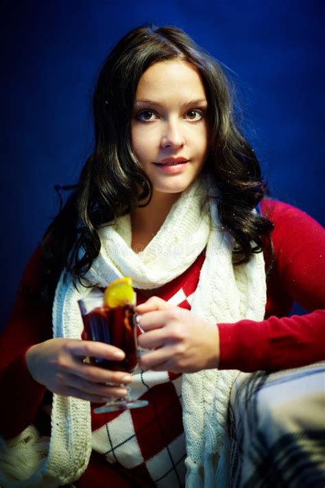 Charming Brunette Stock Image Image Of Beverage Glass 24738571