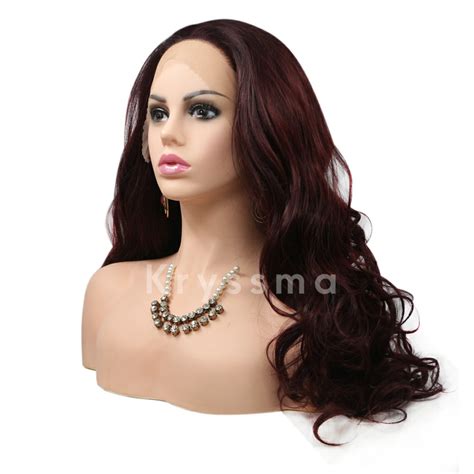 Wine Red Wavy Synthetic Lace Front Wigs Winnie Official