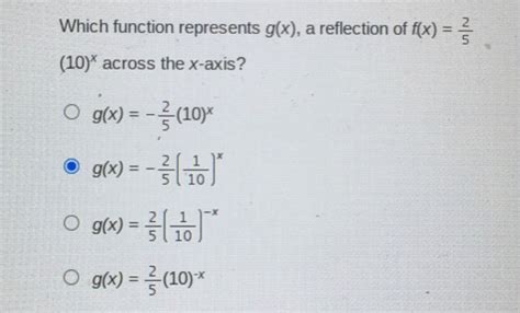 Solved Which Function Represents G X A Reflection Of F X
