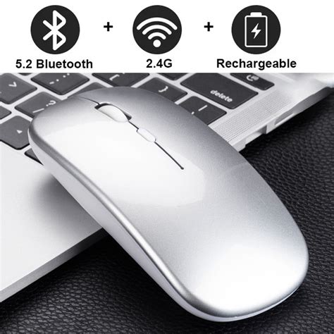 2 4G Wireless Mouse Bluetooth Silent Rechargeable Mouses With Receiver Color Light Mice For