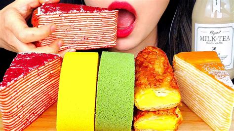 Asmr Crepe Cake Roll Cake Eating Sounds