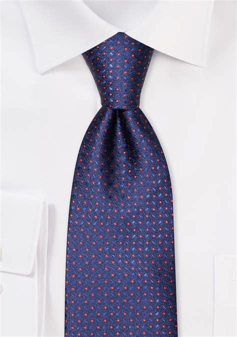 Navy And Red Foulard Tie Woven Foulard Designer Tie In Navy And Red