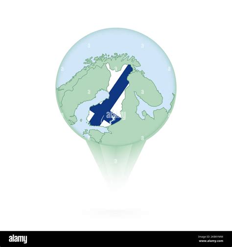 Finland Map Stylish Location Icon With Finland Map And Flag Green Pin