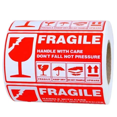 Custom Fragile Warning Packaging Adhesive Labels China Fragile Handle
