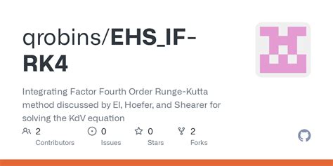 GitHub Qrobins EHS IF RK4 Integrating Factor Fourth Order Runge Kutta Method Discussed By El