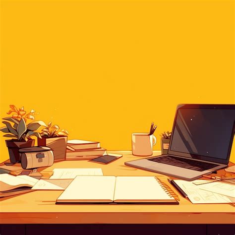 Premium Photo Workplace A Laptop On The Table Various Auxiliary Items