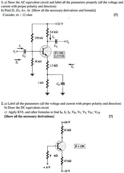 solved a draw the ac equivalent circuit and label all the parameters