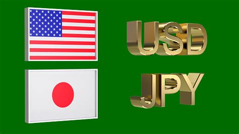 Gold Plated Usd And Jpy Symbols Along With The Flags Of Usa And Japan
