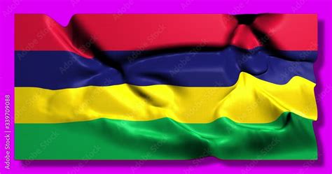 Green Screen Hiper Realistic Loop Of Mauritius Flag Waving In The Wind