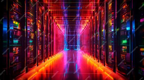 Premium Photo Data Center Server Room Colorful Supercomputer Technology Abstract Concept
