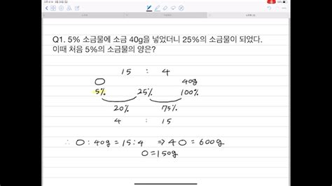 소금물 문제 비례식으로 빠르게 푸는 방법 Youtube
