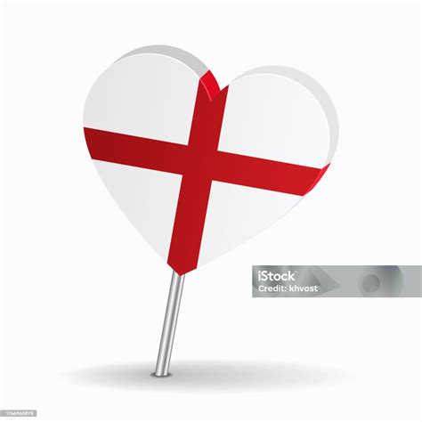 English Flag Heartshaped Map Pointer Layout Vector Illustration Stock