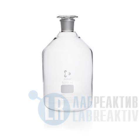 Бутыль Duran Group 5000 мл Ns45 40 узкогорлая с пробкой бесцветное стекло по цене