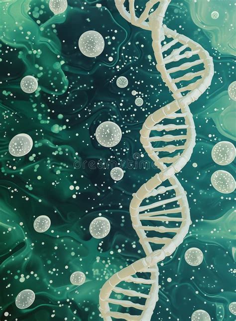 Dna Double Helix Illustration With Floating Particles Stock Illustration Illustration Of