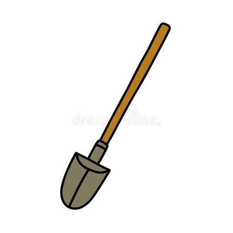Shovel Doodle Icon Vector Color Line Illustration Stock Vector