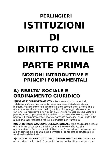 Perlingieri Riassunto Istituzione Di Diritto Civile Ultima Edizione