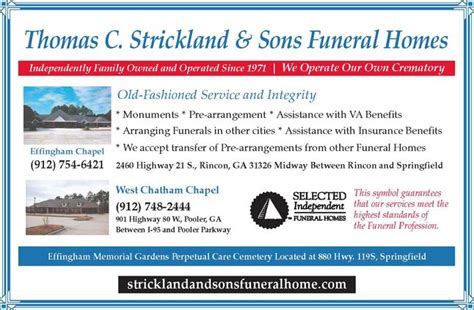 Strickland And Sons Funeral Home Effingham Herald