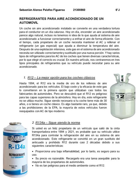 Tipos De Refrigerantes Pdf Refrigerante Aire Acondicionado
