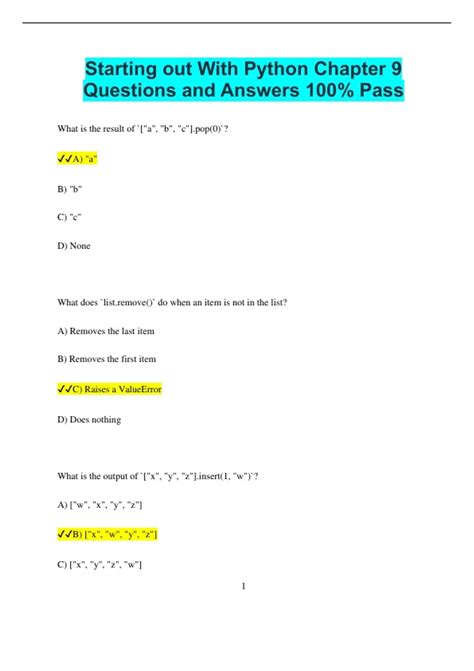 Starting Out With Python Chapter 9 Questions And Answers 100 Pass