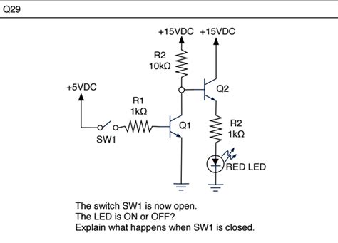 Solved The Switch Sw Is Now Open The Led Is On Or Off Chegg Com