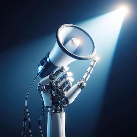 Premium Ai Image Microphone On A Black Background With Robot
