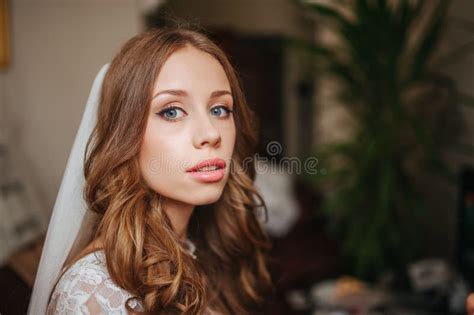Naked Woman Covered By The Blanket On The Bed Stock Image Image Of