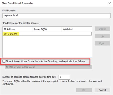 dns conditional forwarder multiple internal domains setup