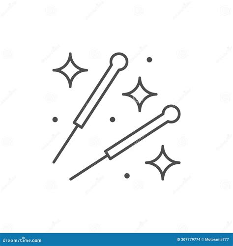 Acupuncture Needle Line Outline Icon Stock Vector Illustration Of