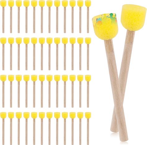 Amazon.com: 50pcs Round Painting Sponge Brush Set, Foam Paint Brushes with Ergonomic Wooden ...