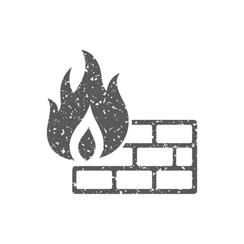 Premium Vector Firewall Icon In Grunge Texture Vector Illustration