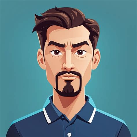 Portrait Of A Man In A Blue Shirt Vector Illustration Premium Ai