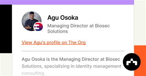 Agu Osoka Managing Director At Biosec Solutions The Org