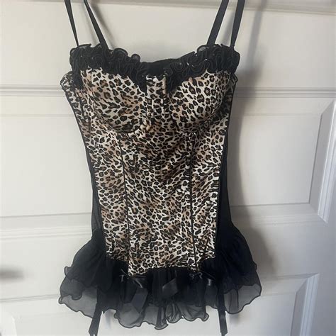 Lepard Print Black Laced Corset This Is Literally Depop