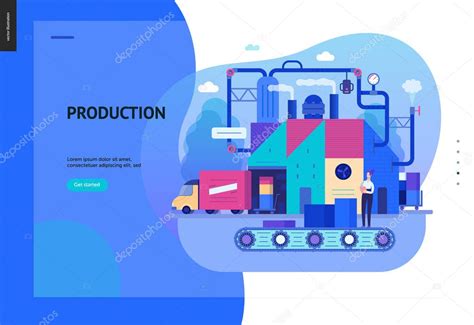 Serie De Negocios Color 2 Producción De Fábrica Moderno Vector Plano