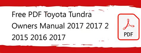 Free PDF Toyota Tundra Owners Manual 2017 2017 2 2015 2016 2017