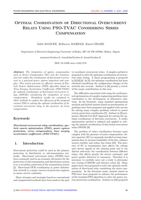 Pdf Optimal Coordination Of Directional Overcurrent Relays Using Pso