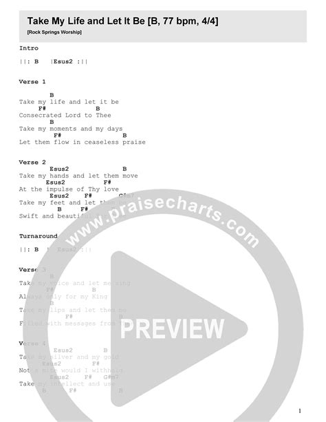 Take My Life And Let It Be Chords Pdf Rock Springs Worship Arr Matt
