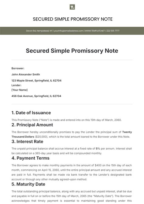 Free Promissory Note Template To Edit Online