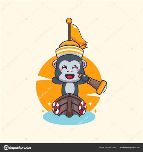 귀여운 고릴라 마스코트 캐릭터 포스터 팜플렛 마스코트 스티커 아이콘에 스톡 벡터 ©artprodite 665176842