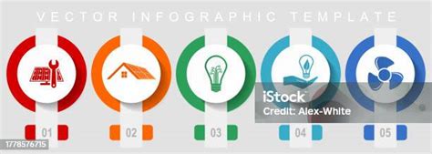 신 재생 에너지 평면 디자인 아이콘 세트 태양 전지판 집 전구 및 히터와 같은 기타 아이콘 벡터 인포 그래픽 템플릿 웹 버튼 모음 로고에 대한 스톡 벡터 아트 및 기타
